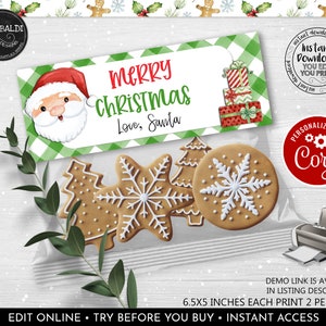 Editable Christmas Bag Topper Printable Santa Bag Topper Instant ...