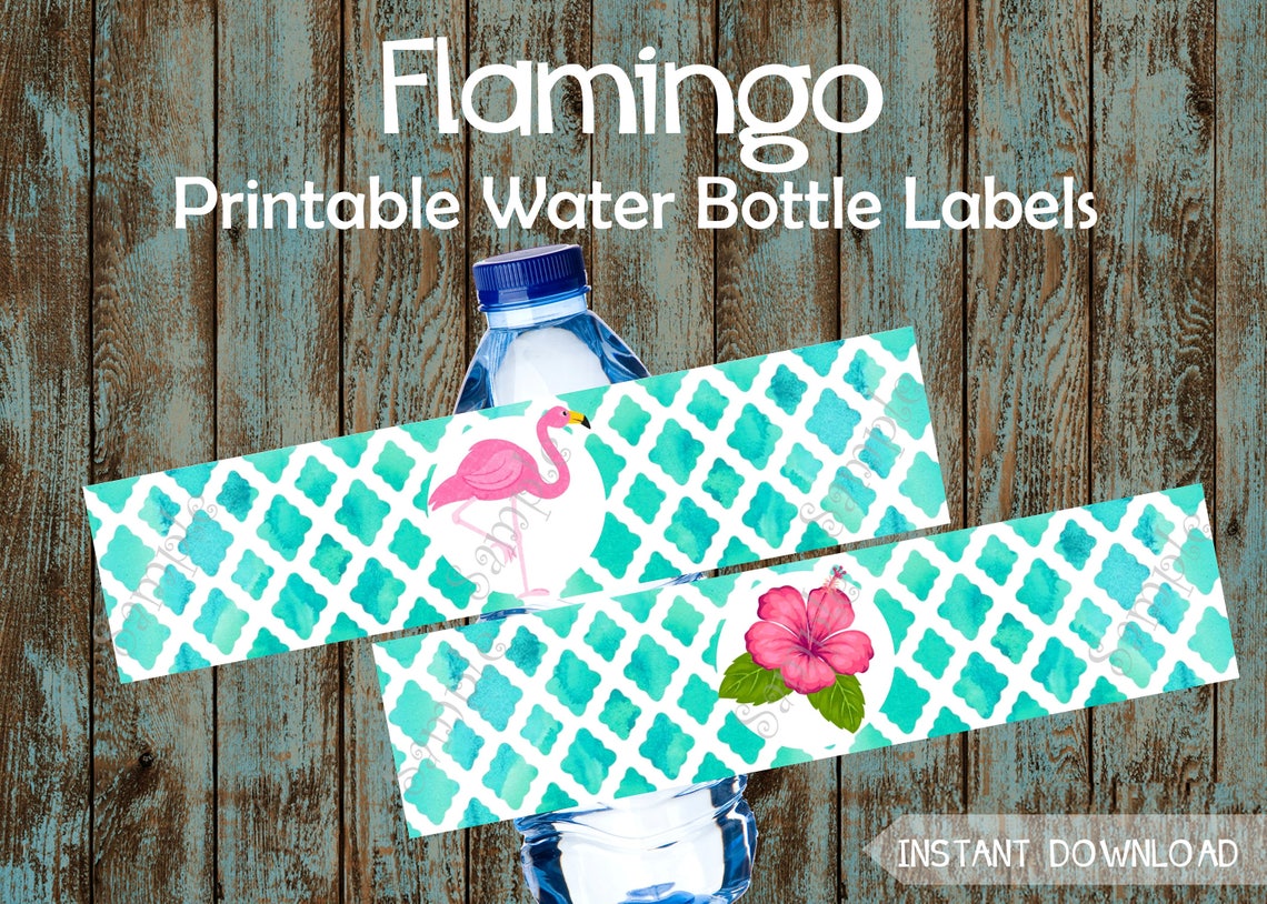 Printable Flamingo Water Bottle Labels Flamingo Water Lables - Etsy