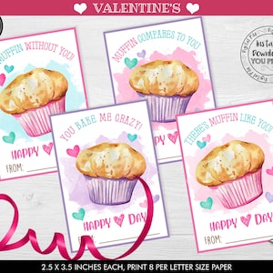 Printable Muffin Valentine Cards Kids Valentine Cards School Valentine ...