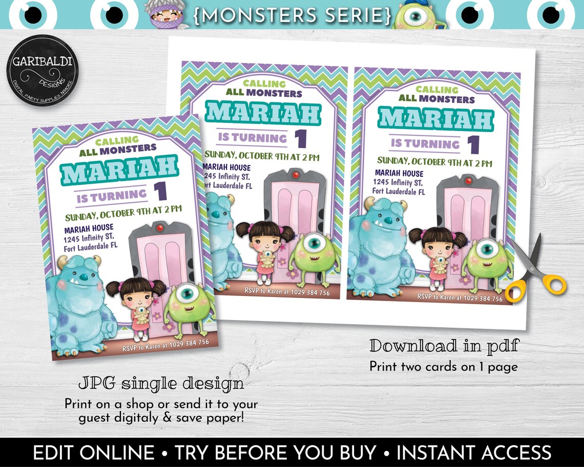Editable Monsters Birthday Party Invitation Printable Monsters - Etsy