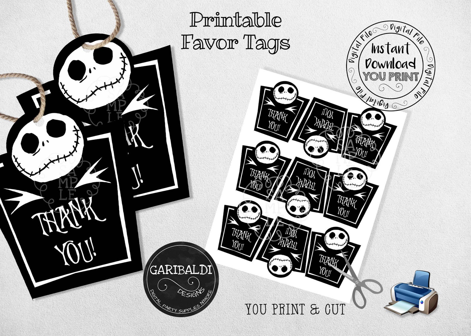Instant Download Nightmare Before Christmas Favor Tags Nightmare Before ...
