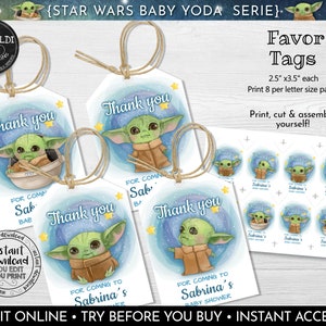 Editable Star Wars Baby Yoda Favor Tags Star Wars Gift Tag Instant ...