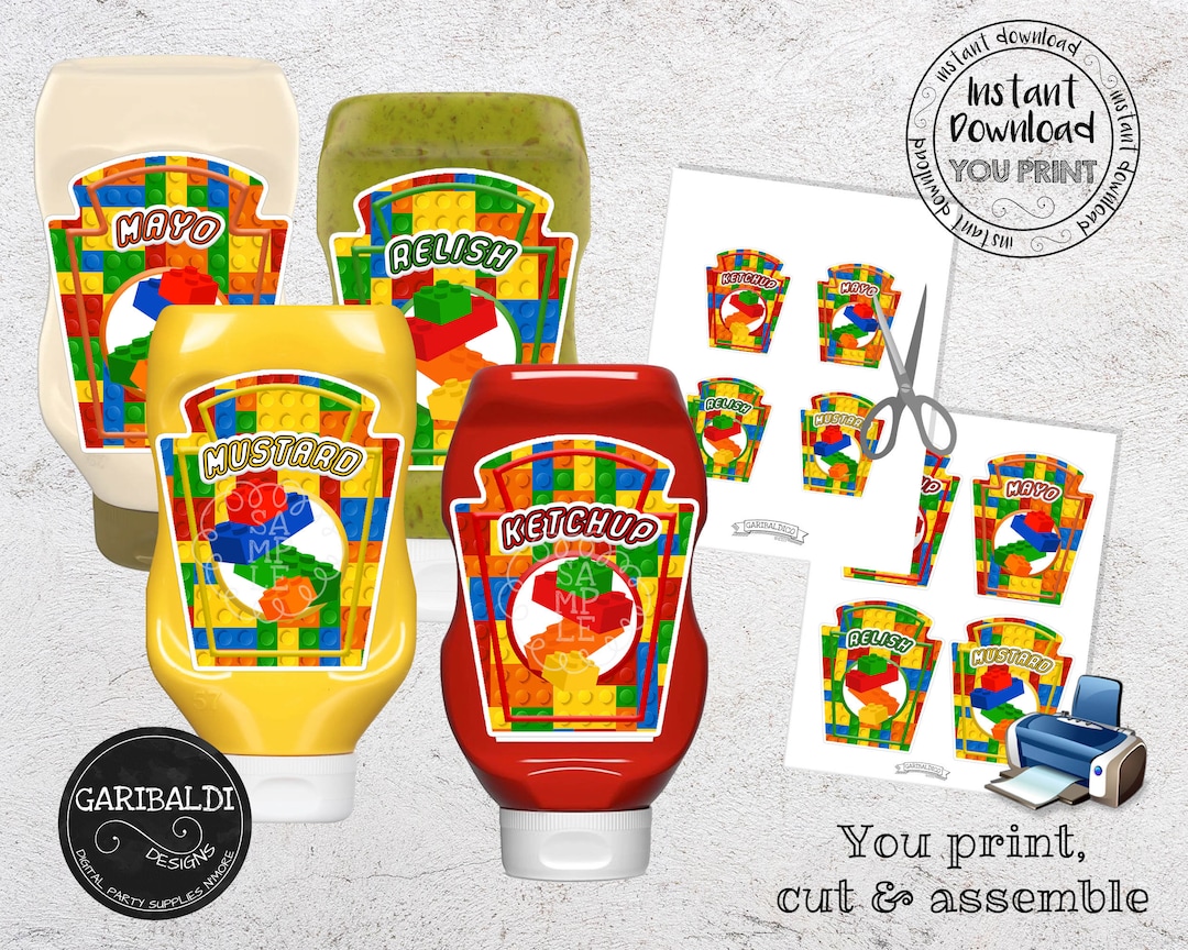 Printable Building Blocks Condiment Bottle Labels, Instant Download ...