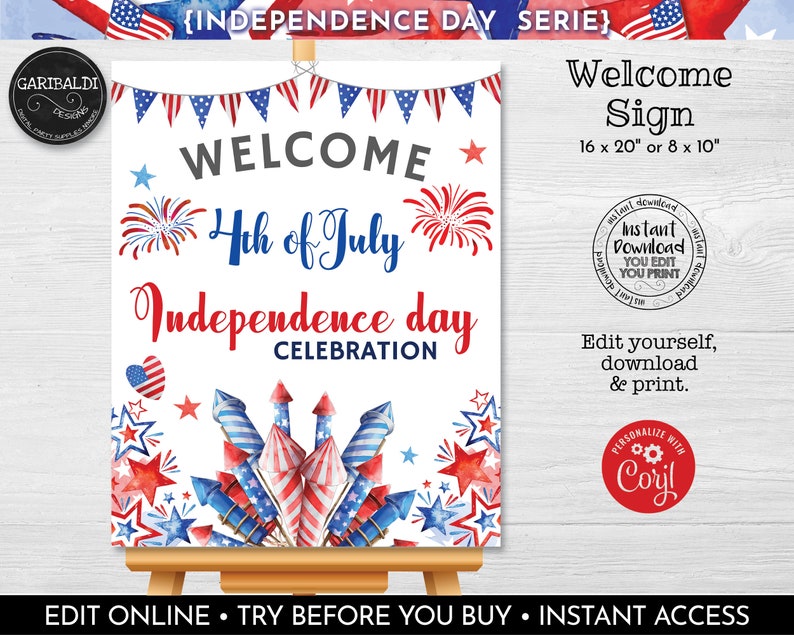 Editable 4th of July Welcome Sign Instant Download Fourth of - Etsy