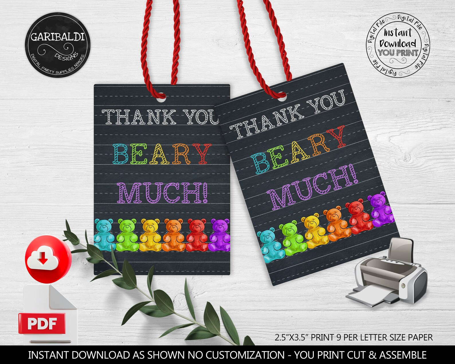 Teacher Appreciation Tags Thank You Beary Much Tag Gummy Bears Gift ...