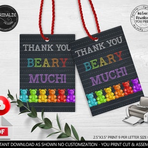 Teacher Appreciation Tags Thank You Beary Much Tag Gummy Bears Gift ...