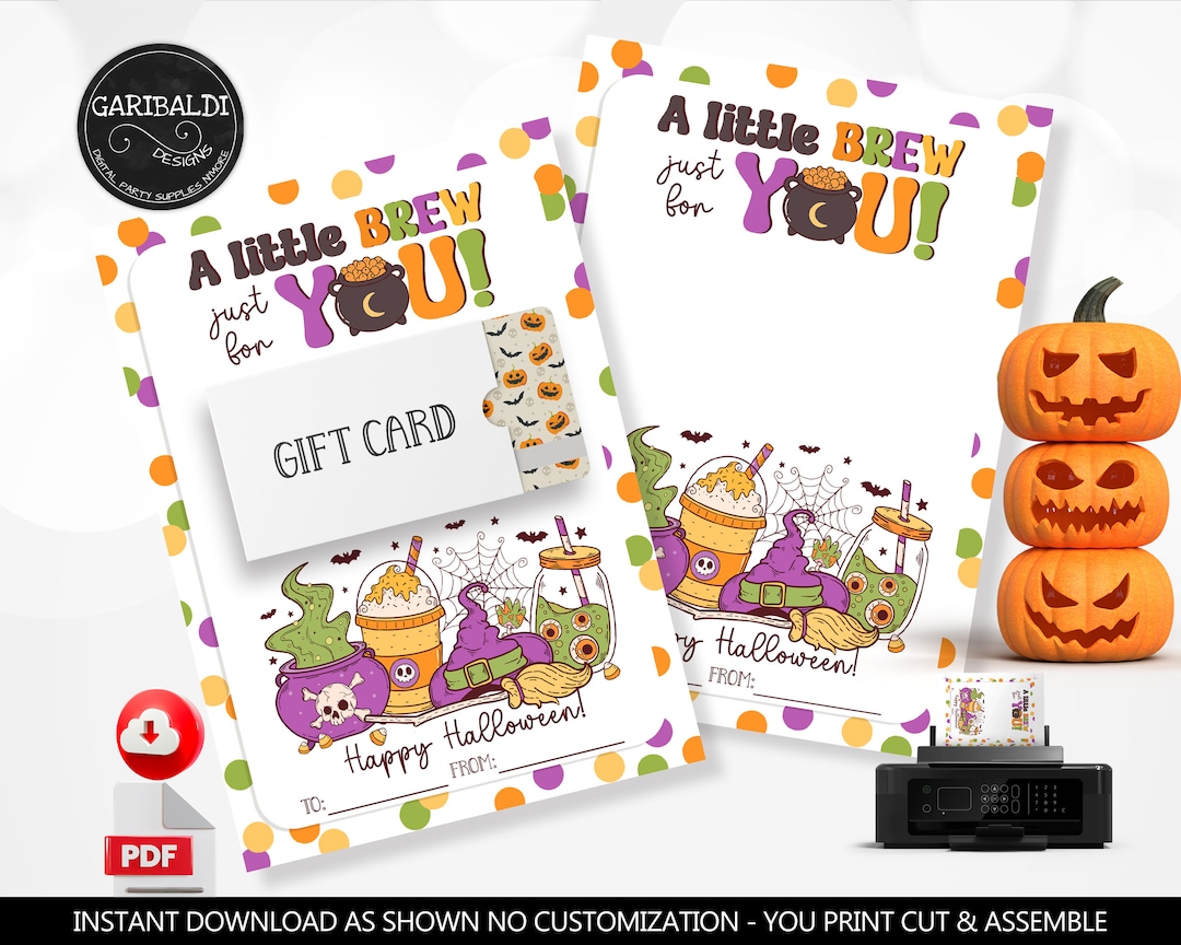 Halloween Gift Card Holder A Little Brew Just for You Coffee Gift Card ...