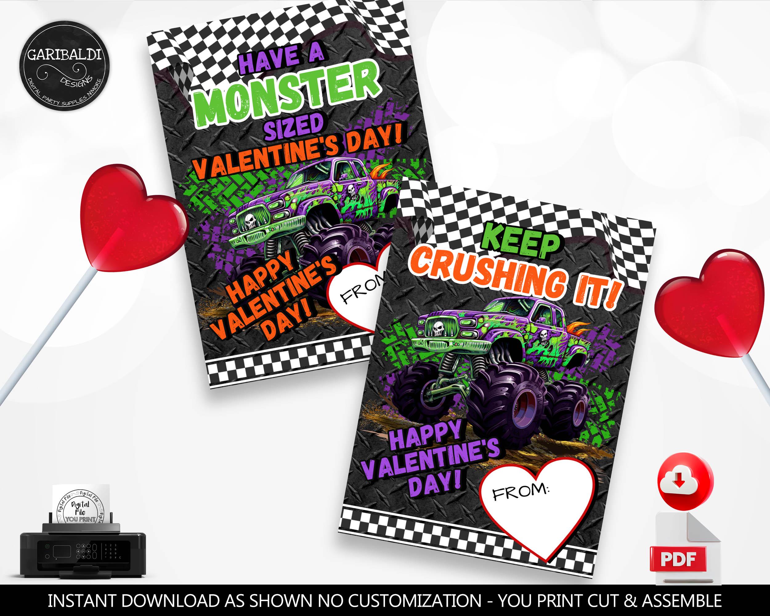 Monster Truck Valentine's Day Cards Truck Valentine's Day Teacher ...