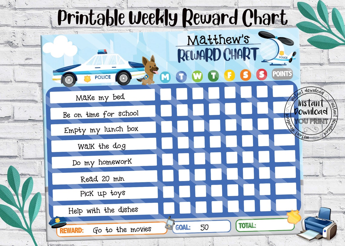 Instant Download Police Planner Printable Police Schedule Chart Daily ...