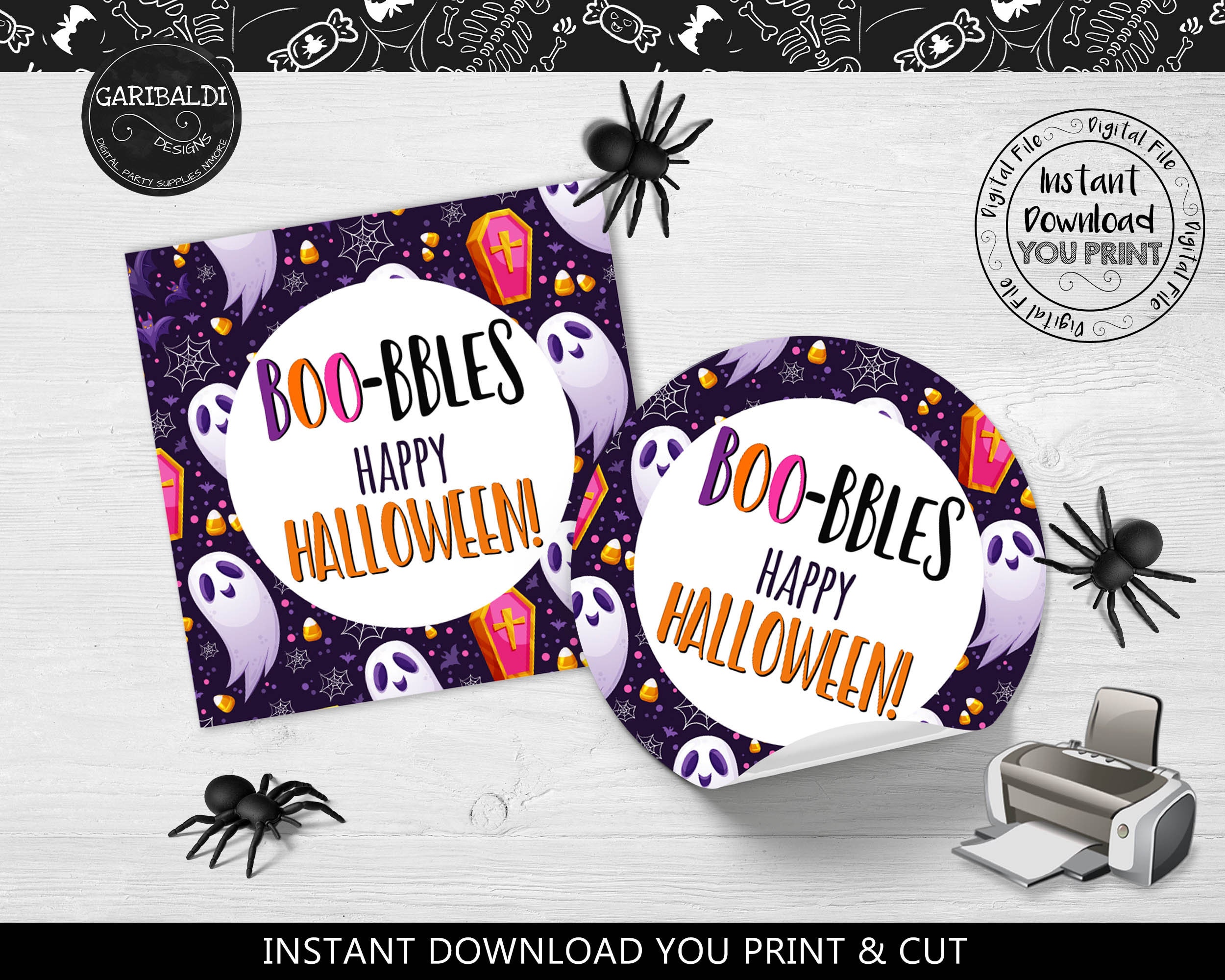 INSTANT DOWNLOAD Halloween Boo-bbles Tags Halloween Gift Tags Printable ...