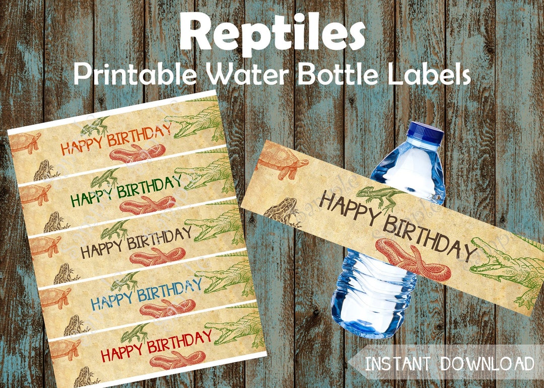 Printable Reptile Water Bottle Labels, Reptile Water Labels, Reptile ...
