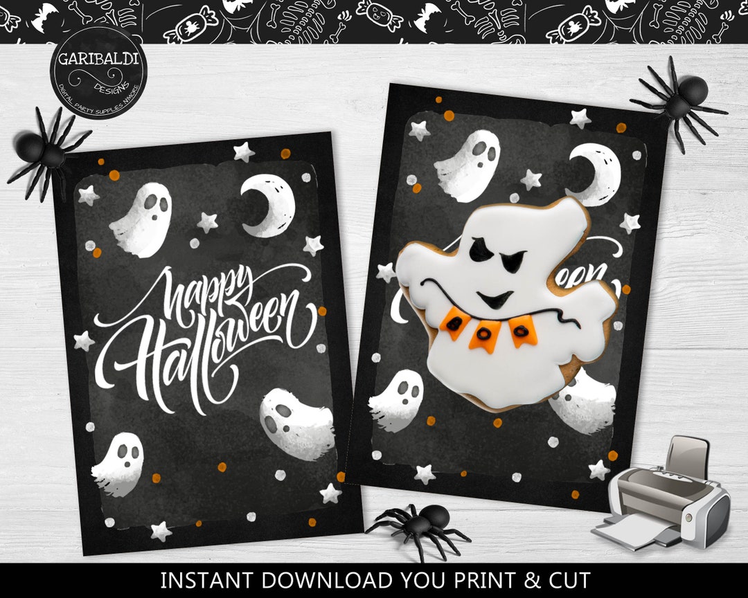 Printable Halloween Cookie Card, Printable Ghost Cookie Holder, Instant ...