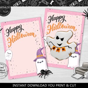 Printable Halloween Cookie Card Printable Pink Ghost Cookie Card Holder ...