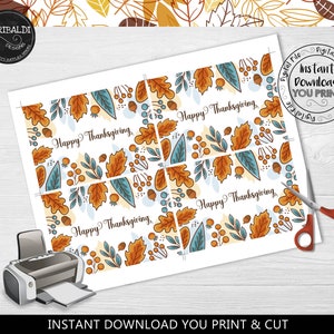 Printable Thanksgiving Cookie Card Printable Cookie Card Holder Instant ...