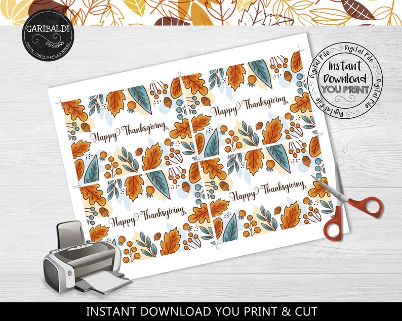 Printable Thanksgiving Cookie Card Printable Cookie Card Holder Instant ...