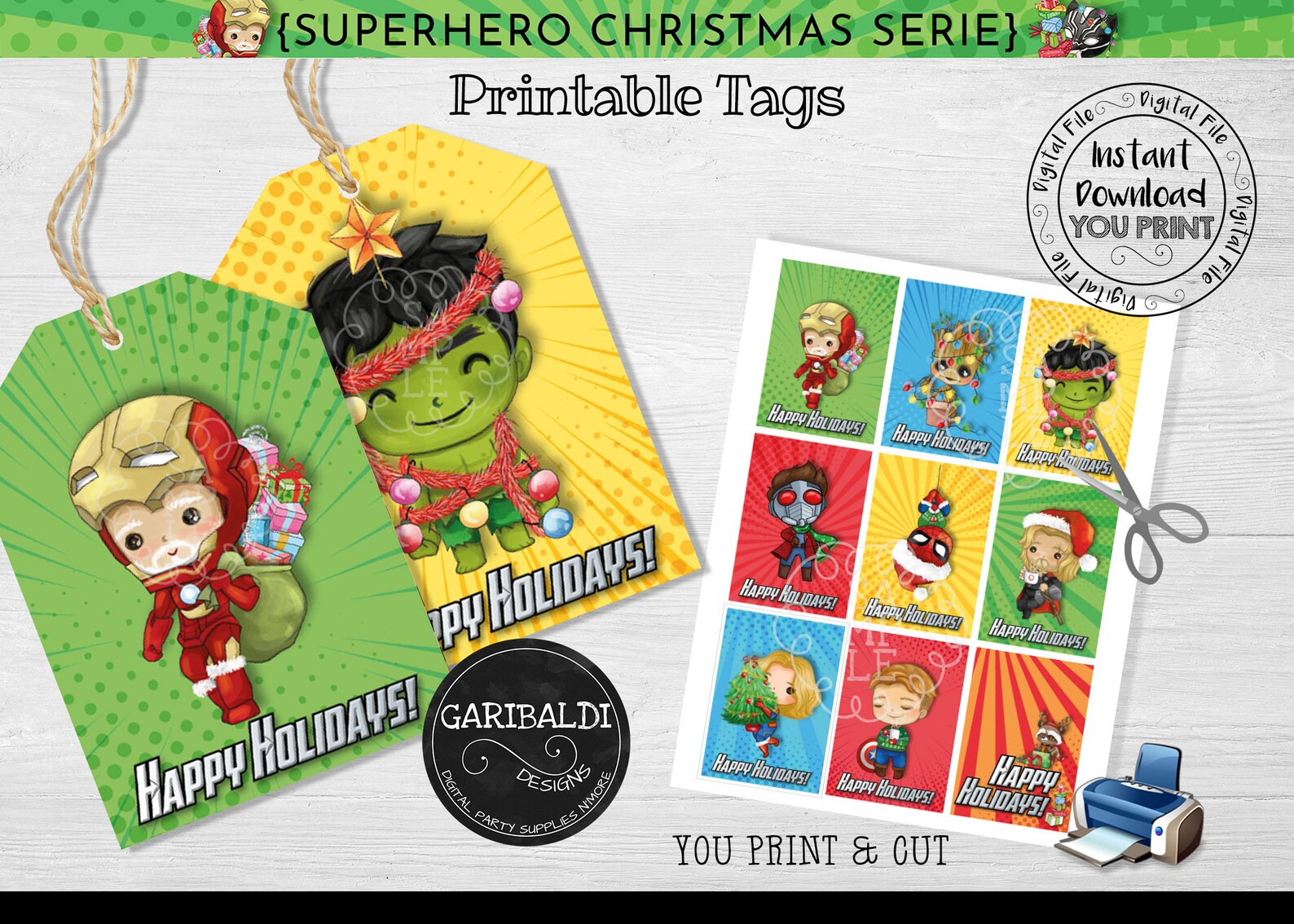 Instant Download Superhero Gift Tags Superhero Christmas | Etsy