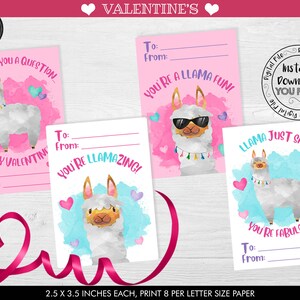 Printable Llama Valentine Cards Kids Valentine Cards School Valentine ...