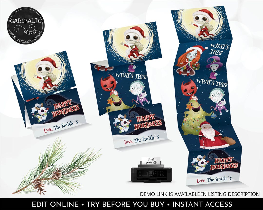 Editable Nightmare Christmas Tags Fun Christmas Kids Tags Merry ...