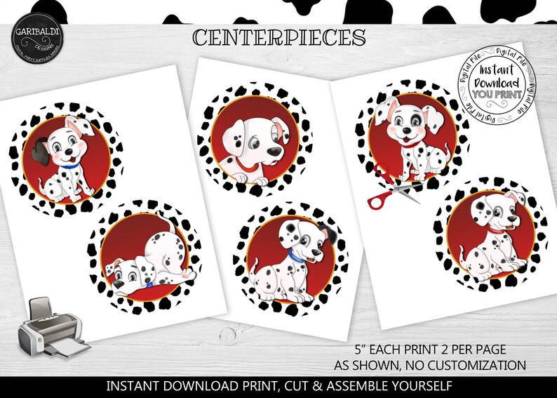 Instant Download Dalmatians Centerpieces Printable Dalmatians ...