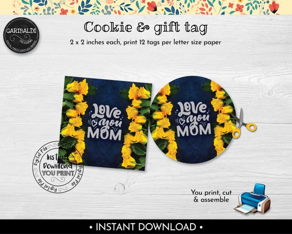 Love You Mom Gift Tag Instant Download Happy Mother's Day | Etsy