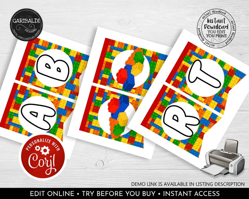 Editable Building Blocks Pennant Banner Printable Building - Etsy