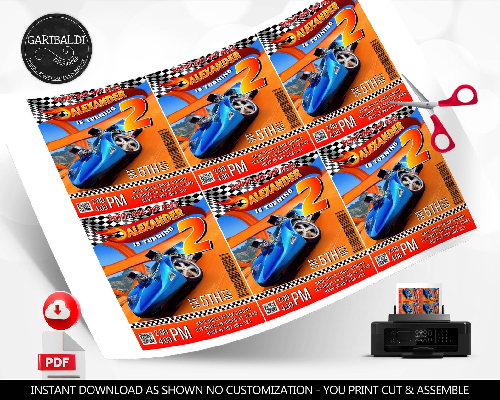 Editable Pit Crew Pass Badge Invitation Race Cars Invitation VIP Racing ...