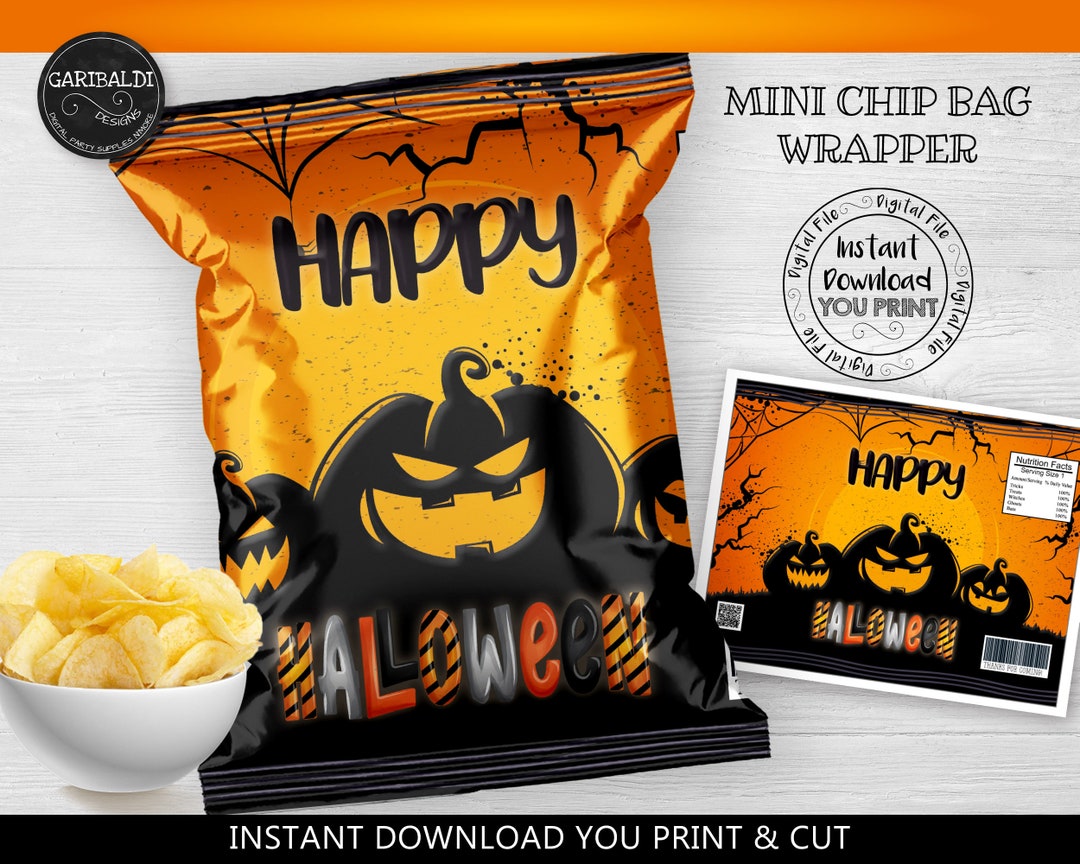 Instant Download Halloween Chip Bags, DIY Halloween Chip Bags ...