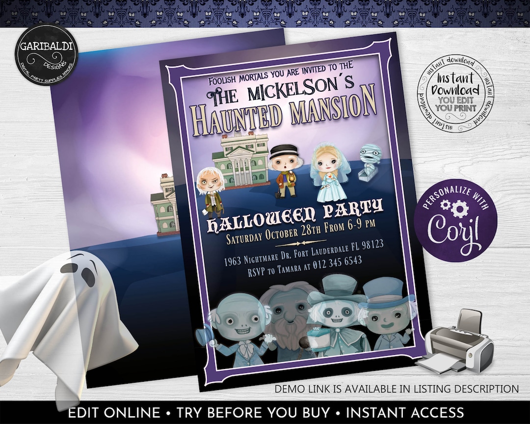 Editable Haunted Mansion Invitation Haunted Mansion Party Invitation ...