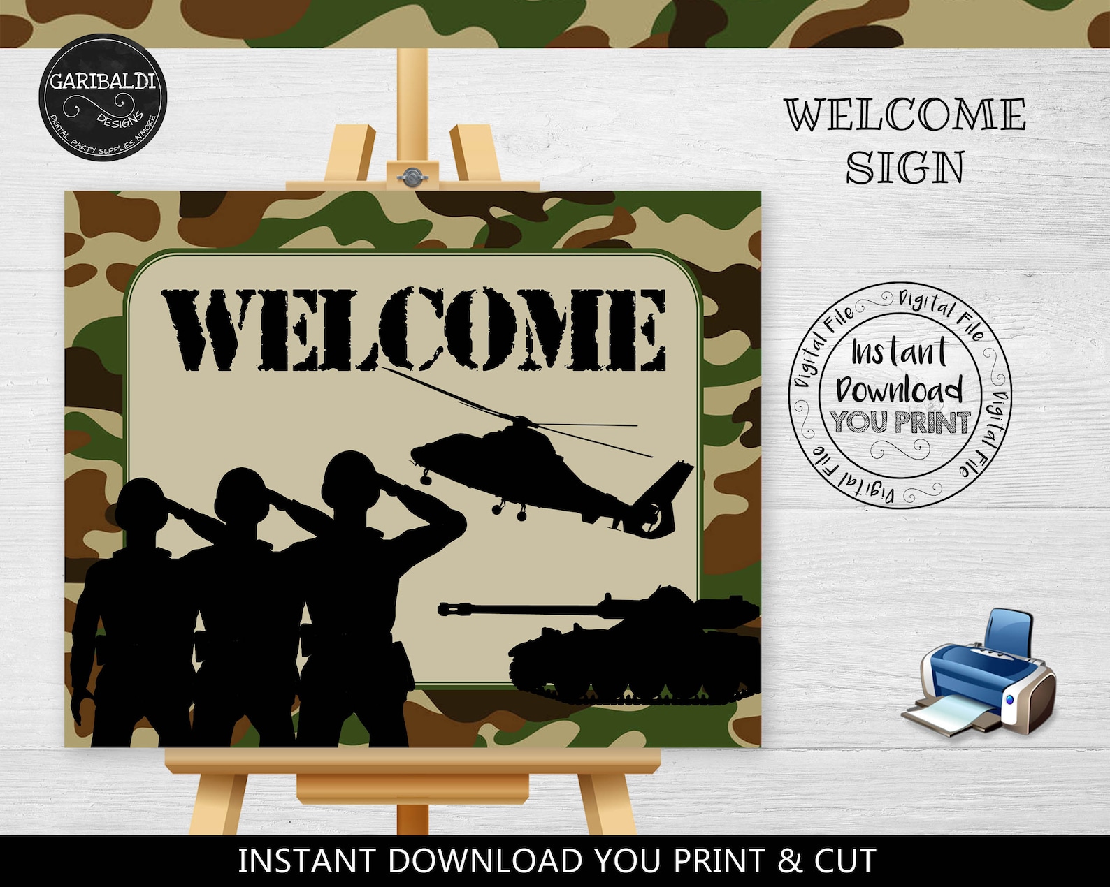 Printable Army Welcome Sign Soldier Welcome Sign Amy Birthday | Etsy