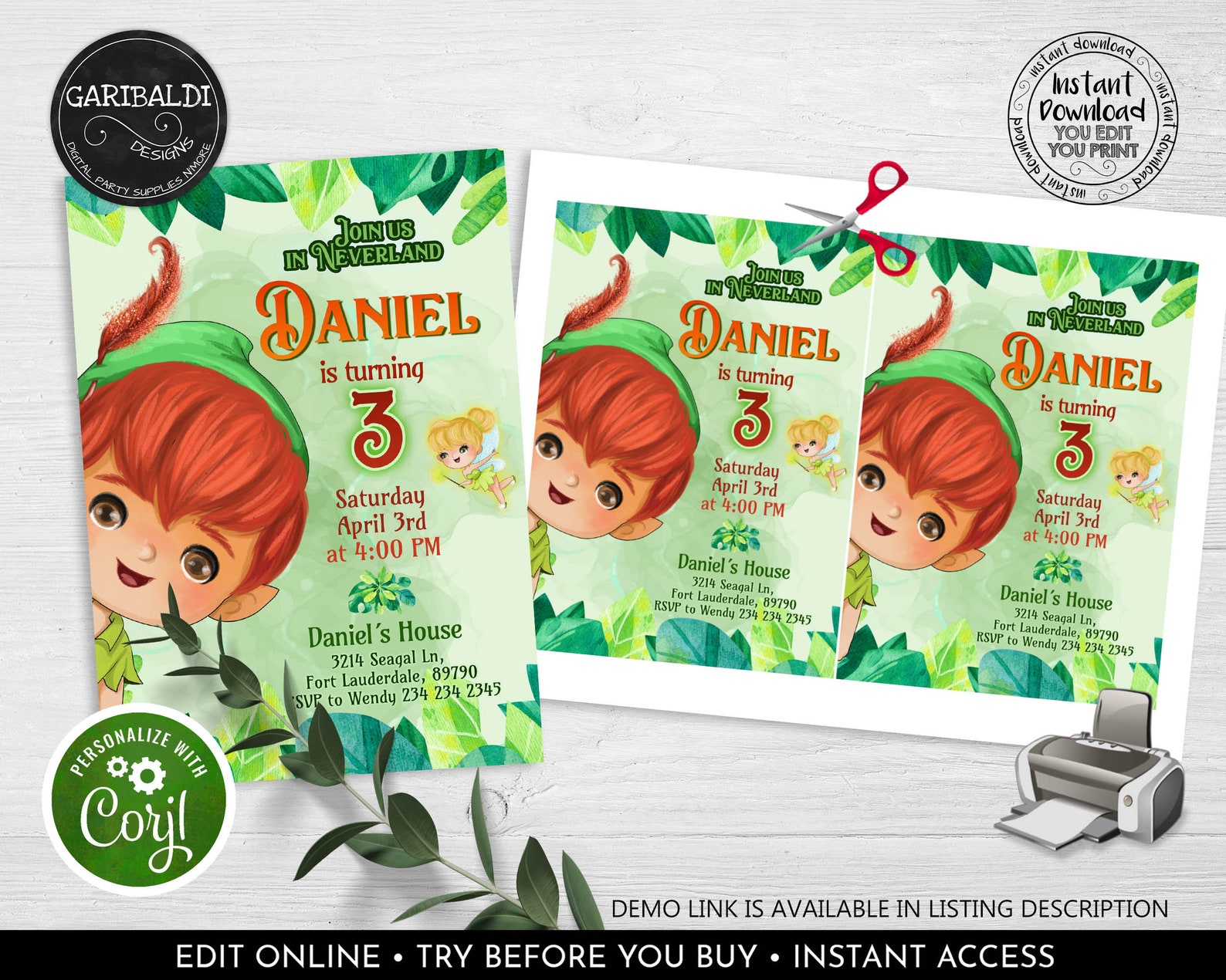 Editable Peter Pan Invitation Peter Pan Birthday Party Invitation ...