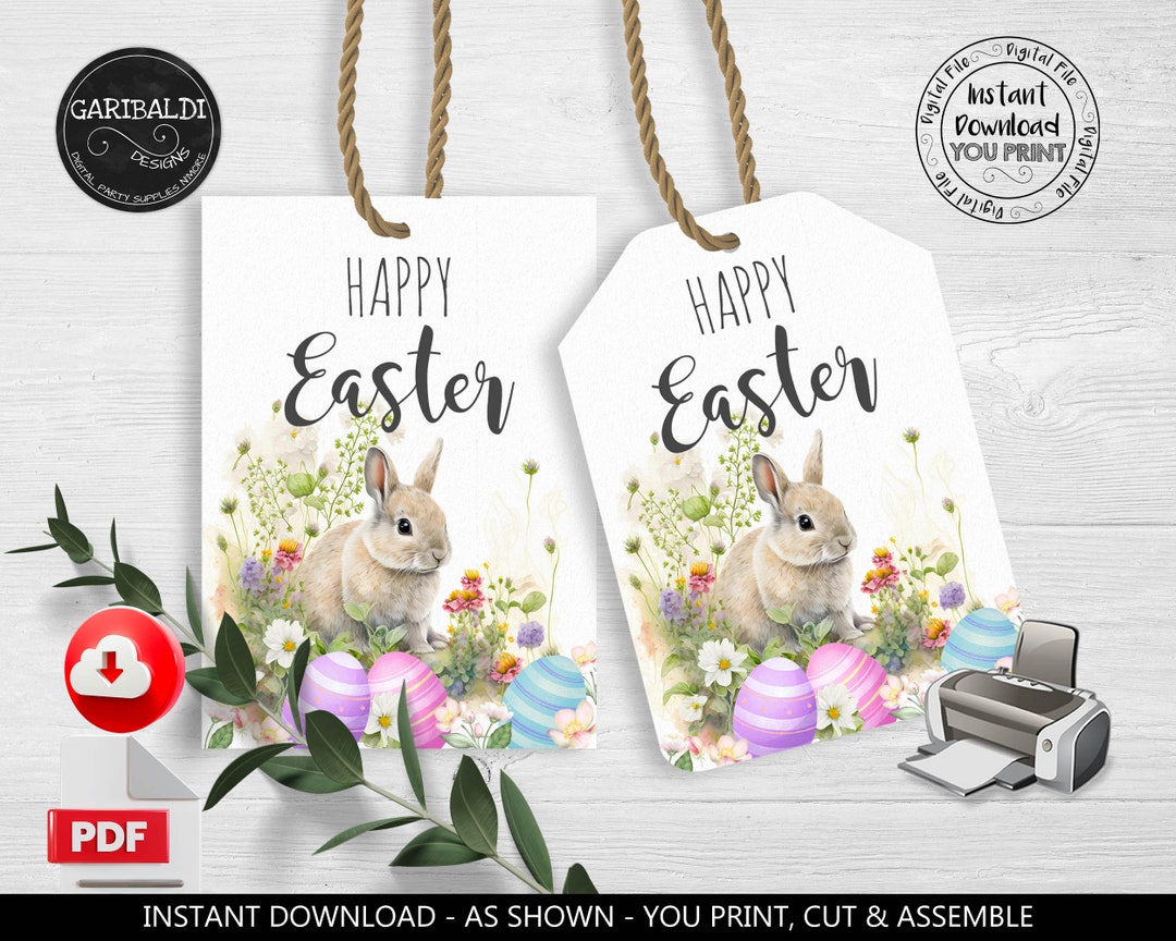Easter Gift Tags Instant Download Happy Easter Tag Printable Happy ...