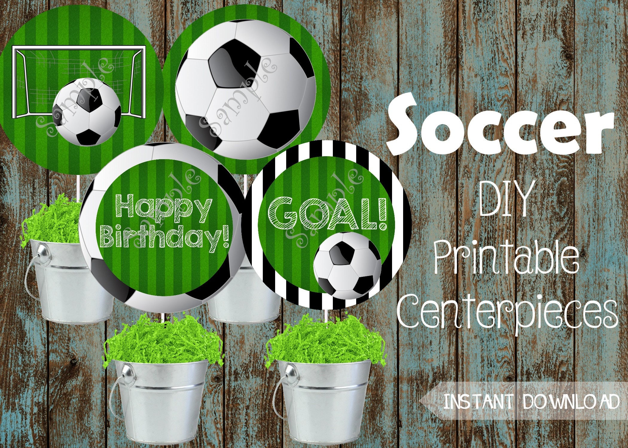 Printable Soccer Centerpieces Soccer Party Decorations Soccer Birthday ...