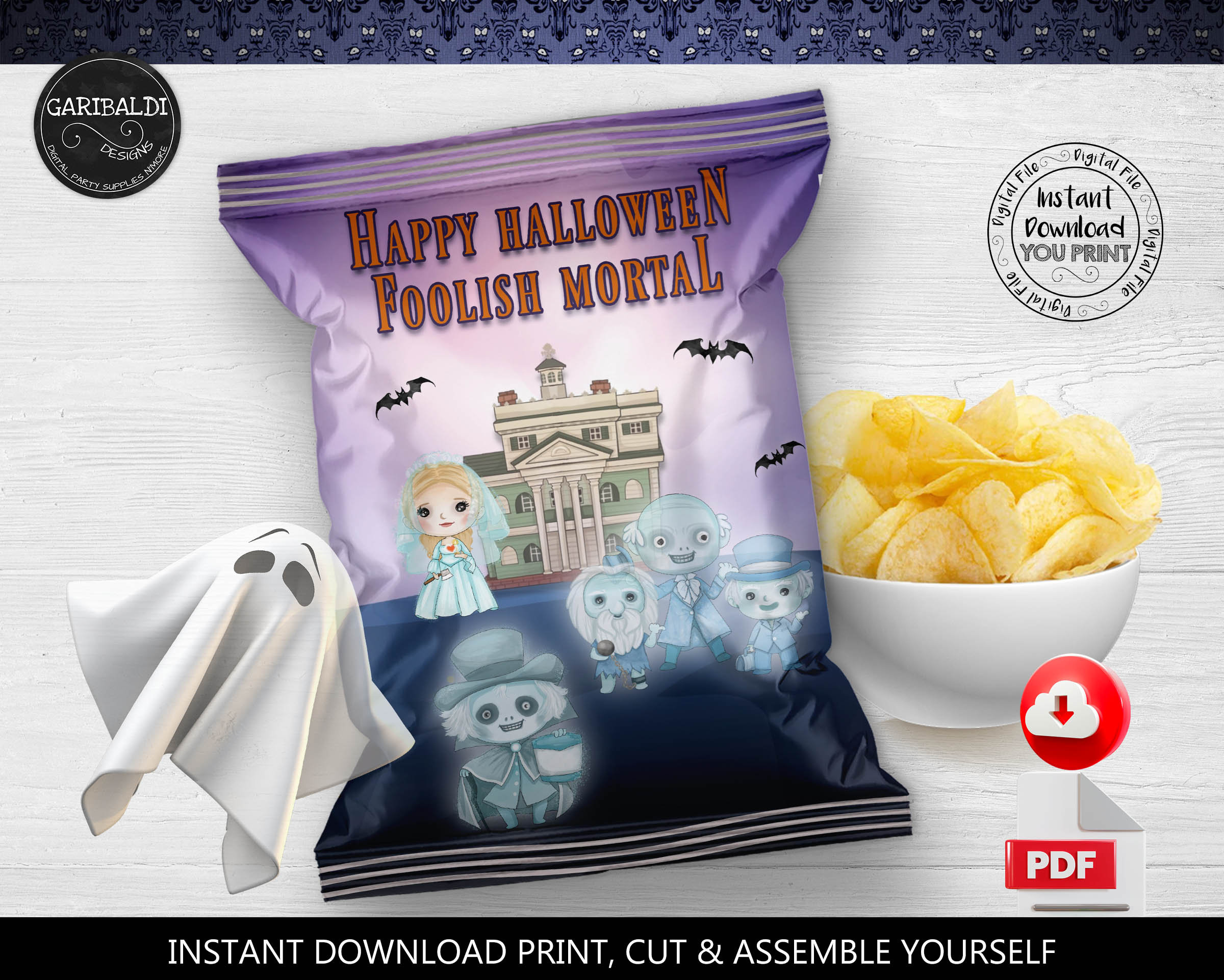 Halloween Chip Bags Instant Download Haunted Mansion Chip Bags ...