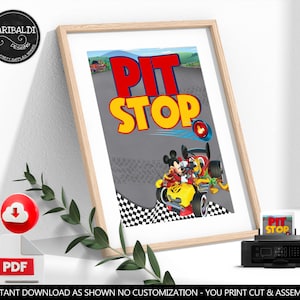 Mickey Roadster Racers Pit Stop Sign Race Car Birthday Party Sign ...