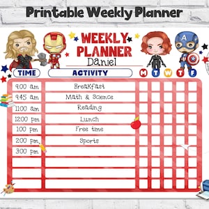 Printable Superhero Homeschool Planner, Superhero Schedule Chart, Daily ...