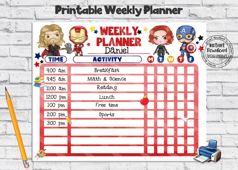Printable Superhero Homeschool Planner Superhero Schedule | Etsy