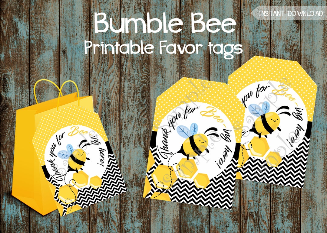 Printable Bumble Bee Favor Tags, Bumble Bee Gift Tags, Bee Theme Favor ...
