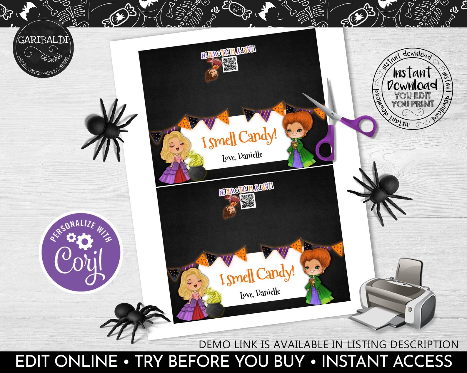 Printable Halloween Bag Topper Witches Bag Topper Editable I Smell ...
