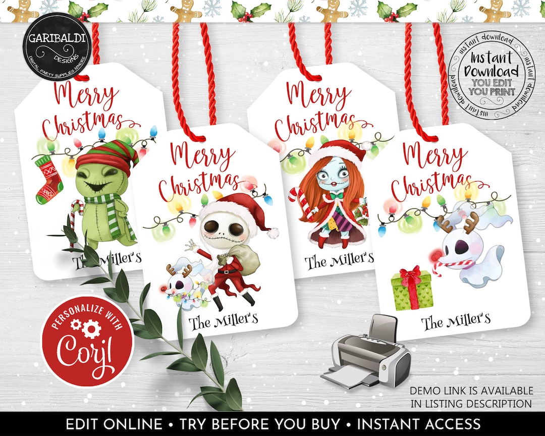 Editable Christmas Tags Nightmare Christmas Tags Printable Merry ...