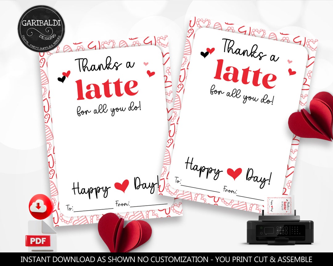 Valentine's Thanks a Latte Card Holder Coffee Gift Card Holder ...