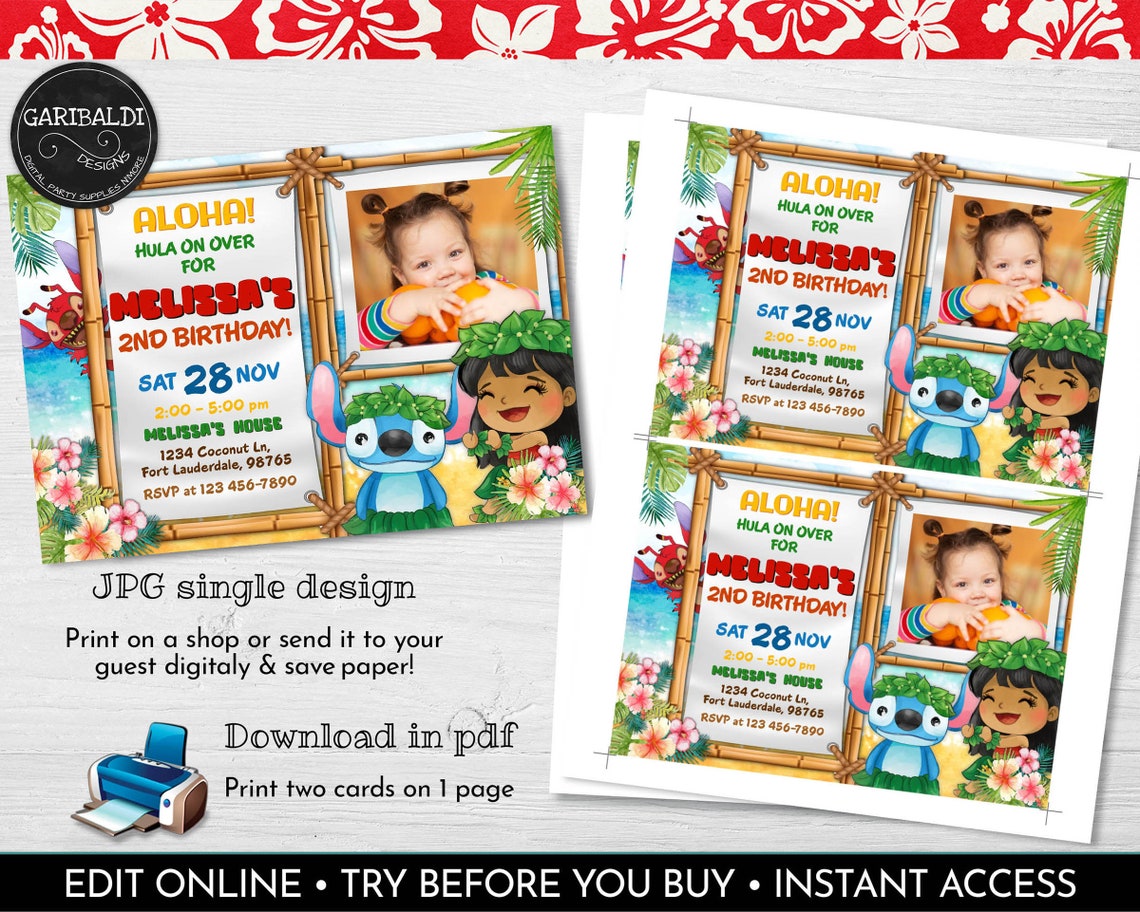 Editable Luau Party Invitation Instant Download Hawaiian Girl - Etsy