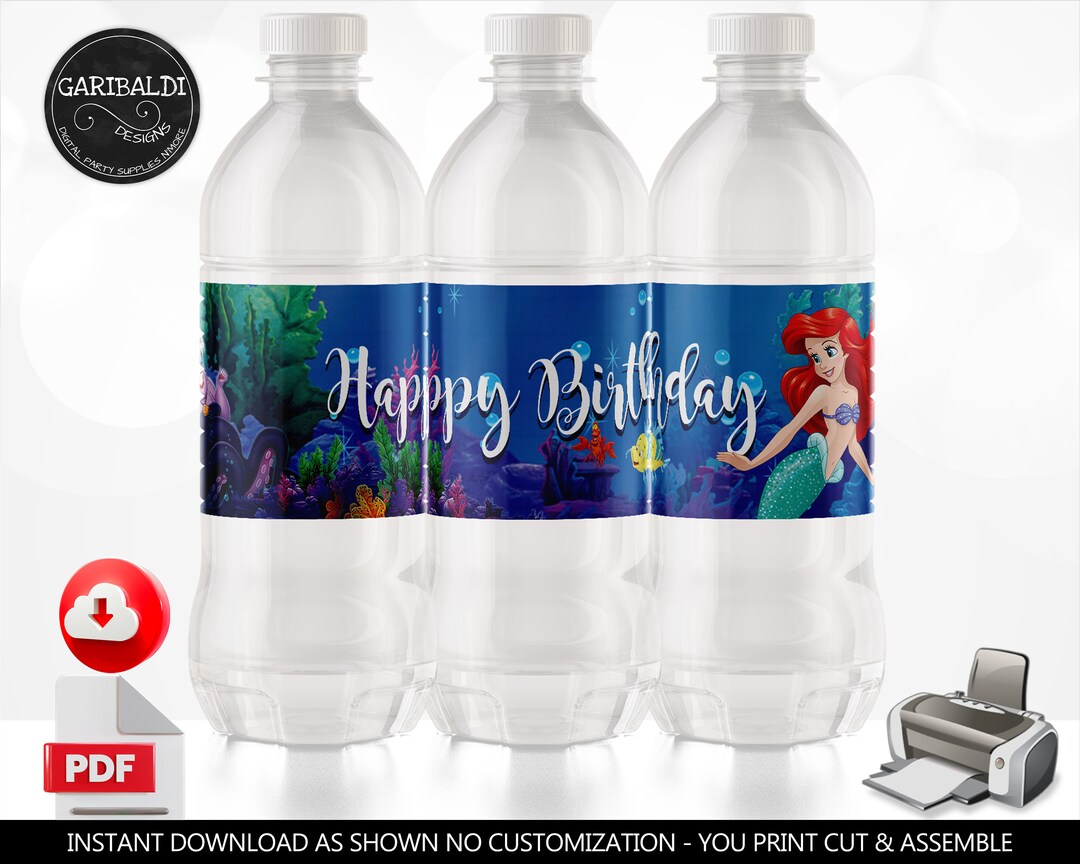 Little Mermaid Water Bottle Labels Printable Mermaid Water Labels ...