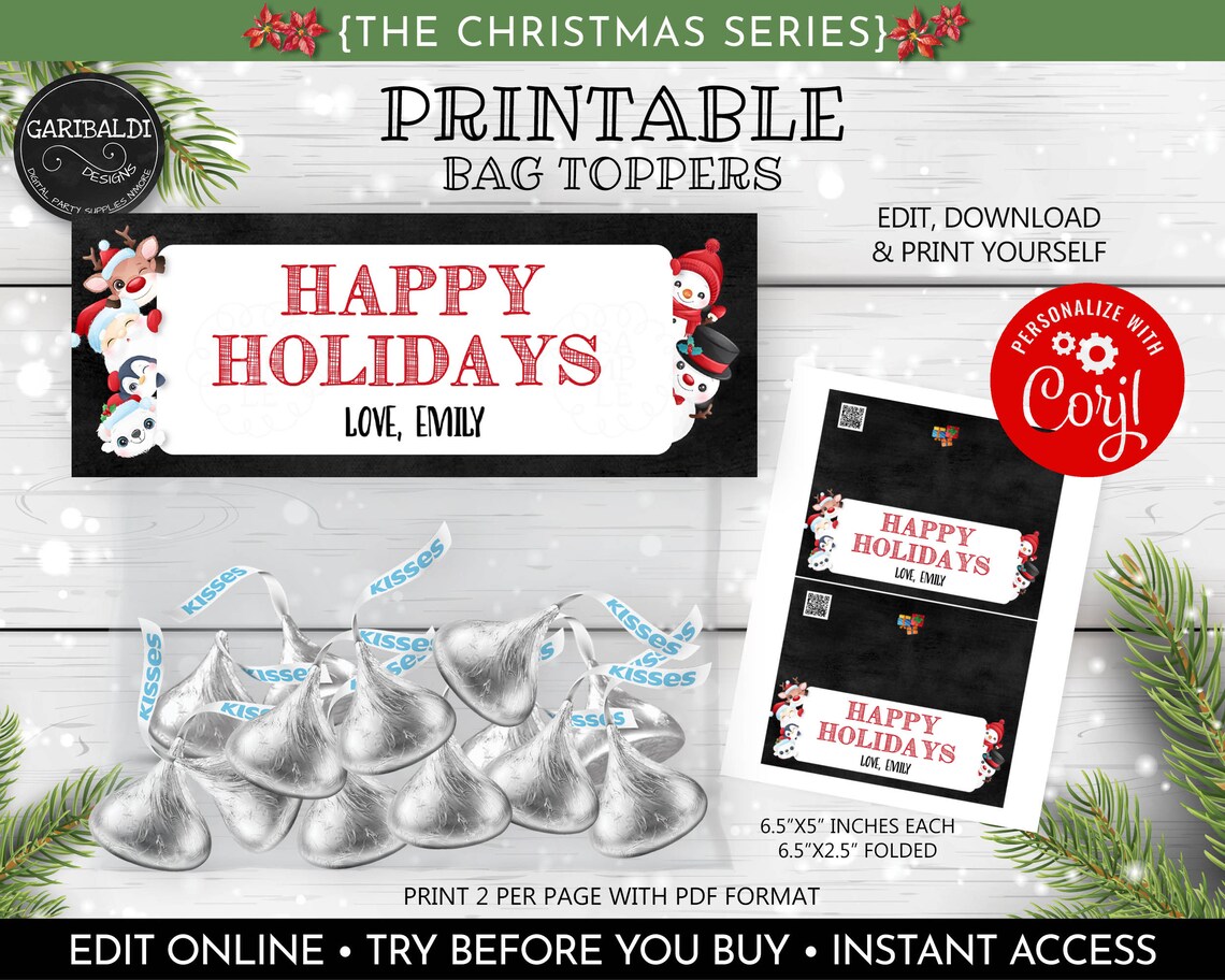 Editable Christmas Bag Topper Printable Santa Bag Topper | Etsy