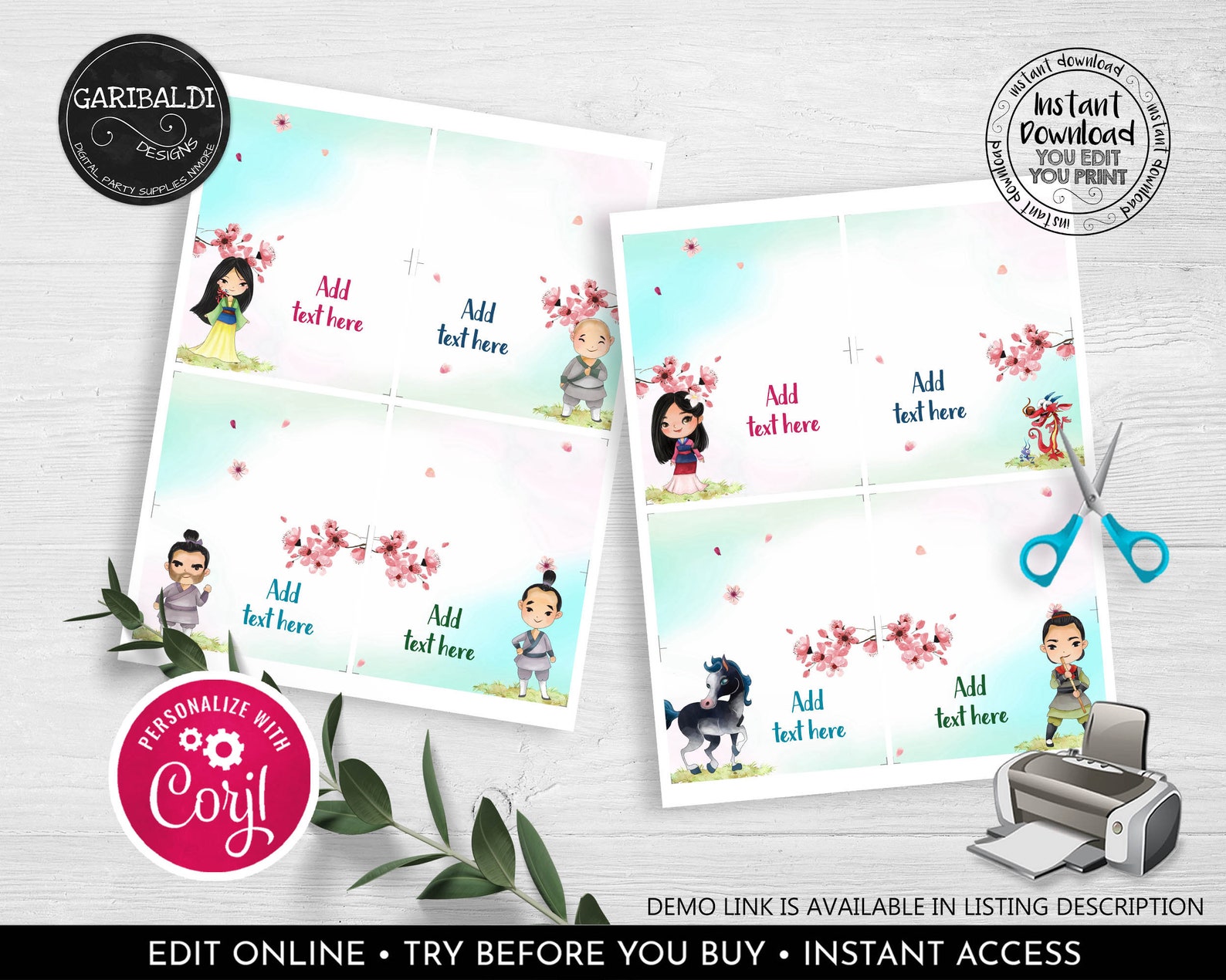 Editable Mulan Food Labels Mulan Birthday Party Decorations Chinese ...