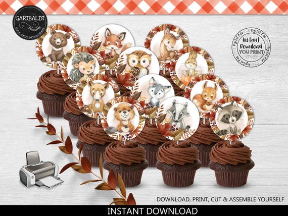 Instant Download Woodland Fall Cupcake Toppers Printable Fall - Etsy