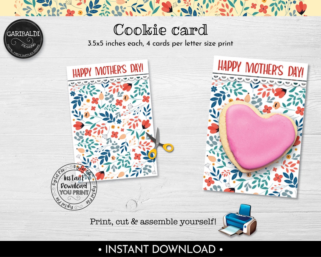 Happy Mother's Day Cookie Card, Printable Mother's Day Cookie Card ...