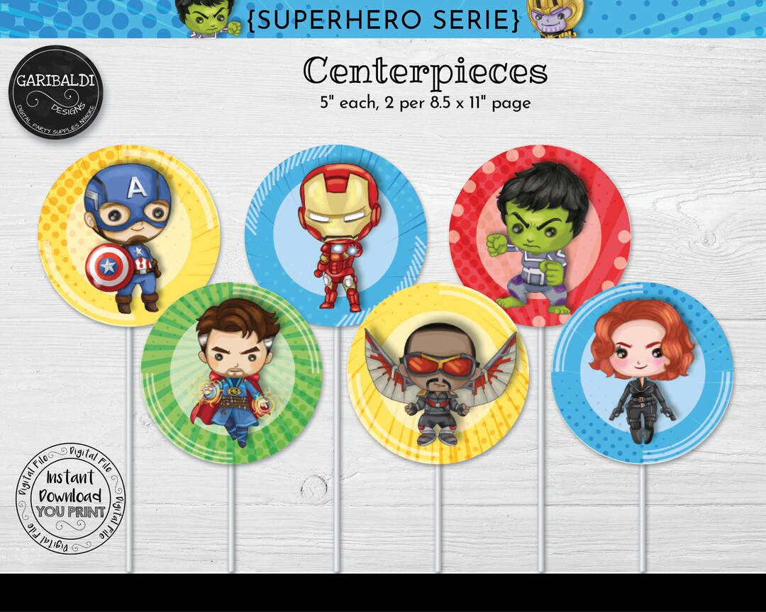 Superhero Centerpieces Instant Download Superheroes Cake Topper ...