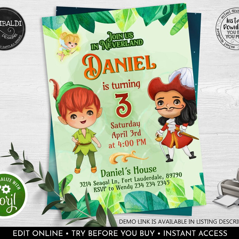 Peter Pan Invitation - Etsy
