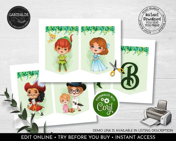 Peter Pan Printable Birthday Banner Pirates Of The Caribbean Or Peter