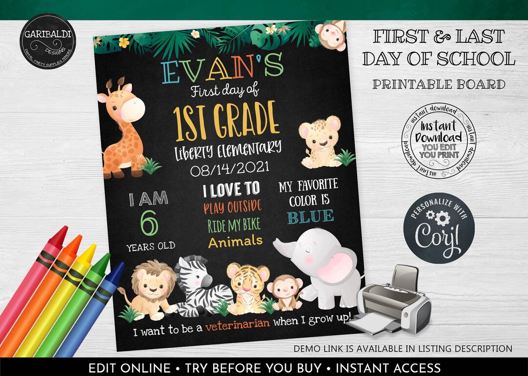 Editable First Day of School Sign Printable Back to School Board ...